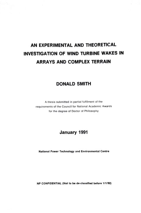 Pdf An Experimental And Theoretical Investigation Of Wind Turbine Wakes In Arrays And Complex