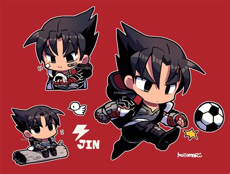 Kotorai Kazama Jin Tekken Tekken Black Footwear Boy Ball Bandaid Bandaid On Face
