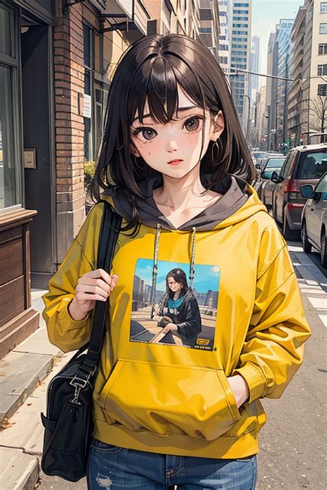 Ai绘画 卫衣少女 5 8 5