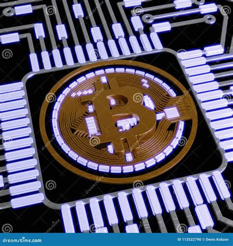 Golden Bitcoin Digital Currency Futuristic Digital Money Technology