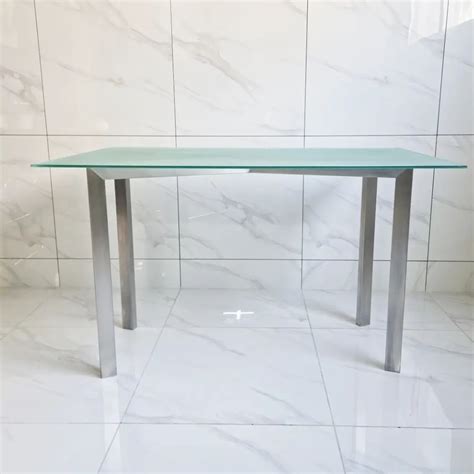 Kgmetal 사틴 강화유리 1400사이즈 스텐 헤어라인 강화유리테이블 유리테이블