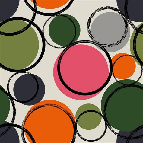 Abstract Geometric Seamless Pattern With Colorful Textured Circles Repeat Geometry Brush