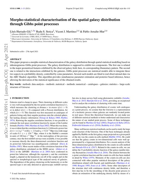 Pdf Morpho Statistical Characterisation Of The Spatial Galaxy Distribution Through Gibbs Point