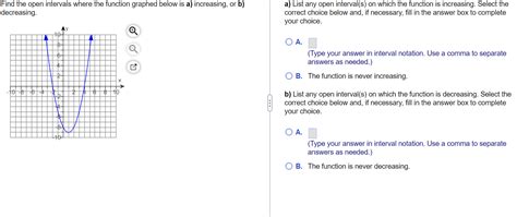 solved find the open intervals where the function graphed