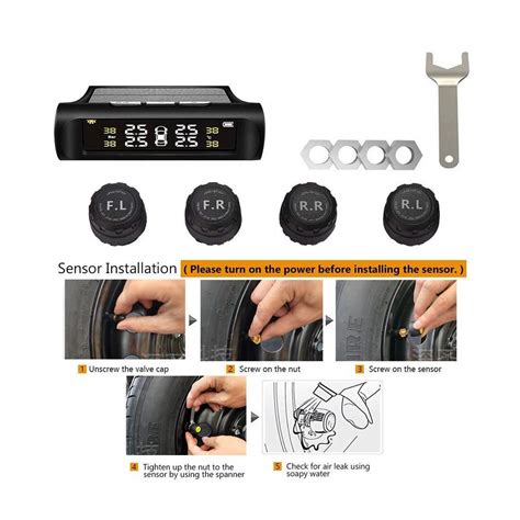 TPMS Wireless Tire Pressure Monitor System Solar Cell USB