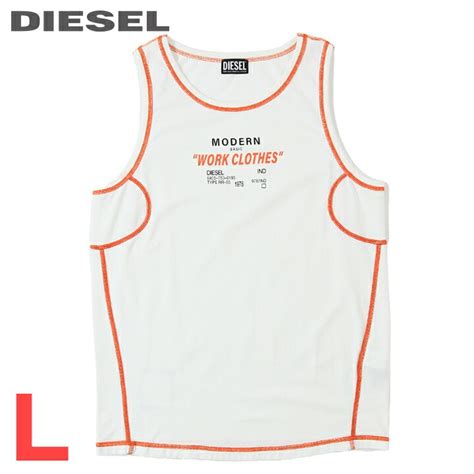 【楽天市場】 Diesel ディーゼル メンズ コントラストステッチアクセント ストレッチ コットン ノースリーブカットソー タンクトップ【t Ollergo】【サイズl】【ホワイト】die