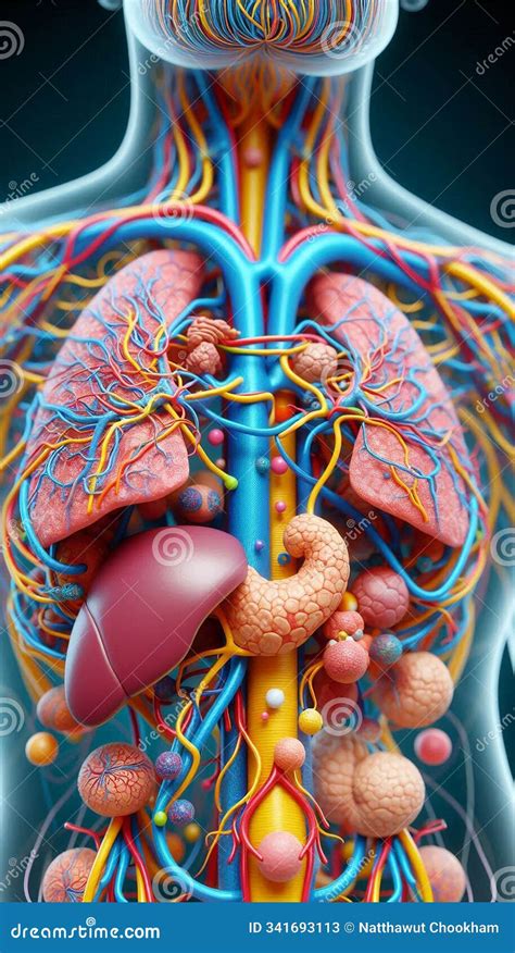 Detailed Human Anatomy With Vivid Colorful Organs Stock Illustration