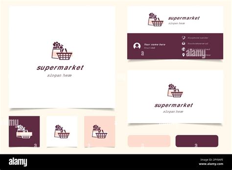 Supermarket Logo Design With Editable Slogan Branding Book And Business Card Template Stock