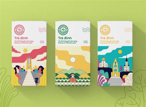 Dinh 茶叶包装设计扁平插画艺术风格 上海包装设计公司 尚略