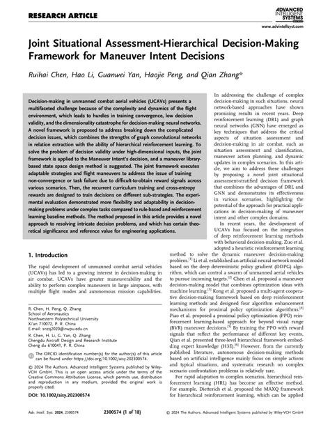 Pdf Joint Situational Assessment‐hierarchical Decision‐making Framework For Maneuver Intent
