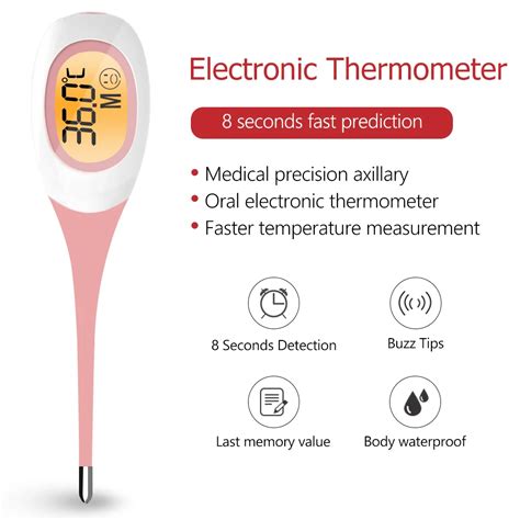 Silicone Fast 8s Thermometer For Fever Digital Infrared Basal Body Thermometer Oral Armpit
