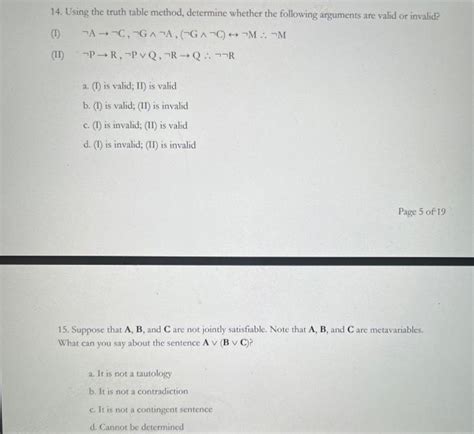 14 using the truth table method determine whether