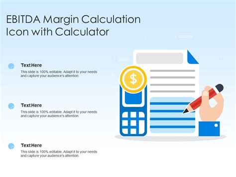 Ebitda Margin Calculation Icon With Calculator Presentation Graphics