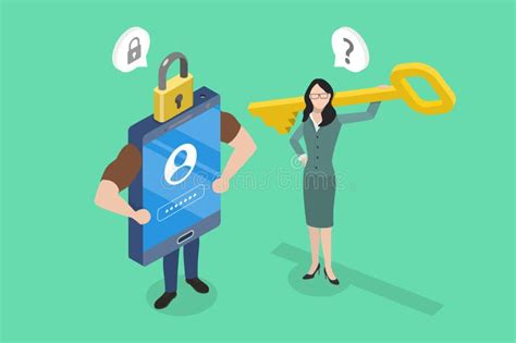 3d Isometric Flat Vector Illustration Of Protected Account Access Stock Illustration