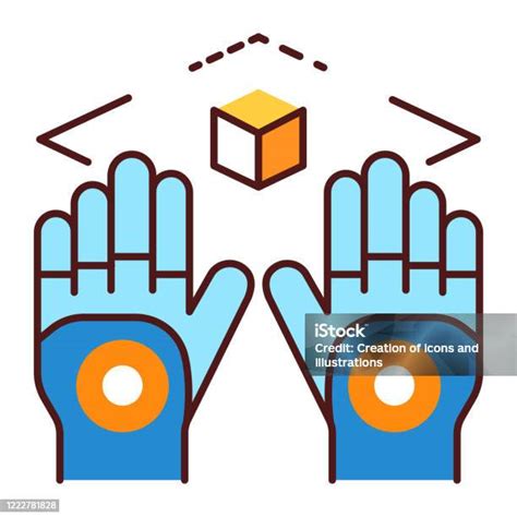 무선 가상 현실 장갑 컬러 라인 아이콘입니다 가상 현실 경험 혁신적인 디지털 장치 웹 페이지 모바일 앱 프로모션에 대한 픽토그램 Ui Ux Gui 디자인 요소입니다 편집