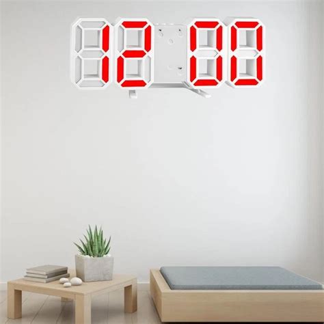 Modern Led Digital Clock 3d Wall Clock Luminous Nightlight Decoration Red Eur 19 74 Picclick Fr