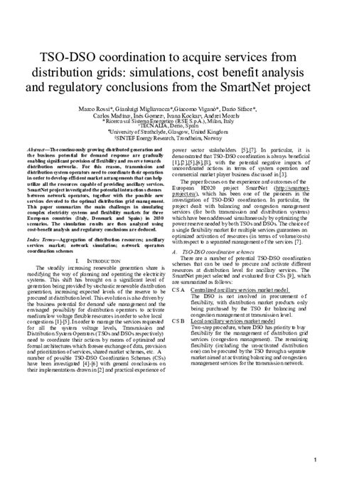 Pdf Tso Dso Coordination To Acquire Services From Distribution Grids Simulations Cost