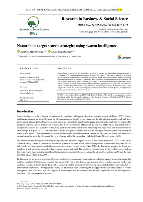 Pdf Nanorobots Target Search Strategies Using Swarm Intelligence