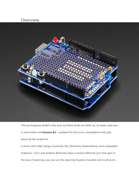 Elegoo Uno Kit Proto Shield Prototype Expansion Board Pdf Arduino