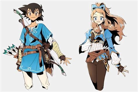 Ash And Serena As Link And Zelda Botw Pokemon Personajes Satoshi Pokemon Pokemon Bonitos
