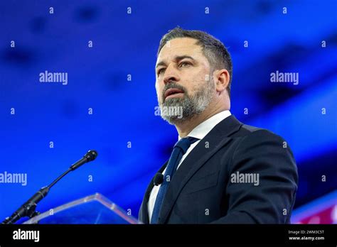 Santiago Abascal Leader Of The Far Right Vox Party Speaks During The