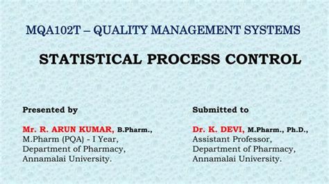 Statistical Process Control Spc Qmspptx
