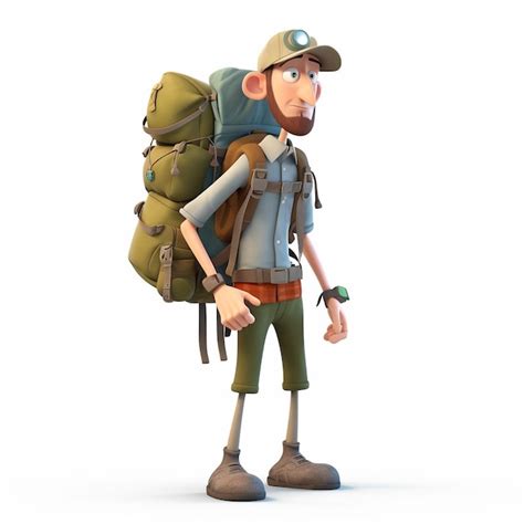 Premium Ai Image 3d Character Of Hiker Man Bring Backpack