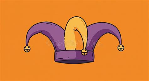 Vibrant Jester Hat On Orange Background With Bells Stock Image Image