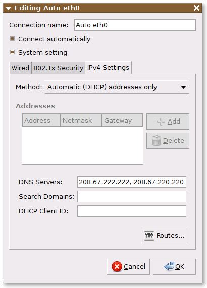 ubuntu opendns device configuration opendns