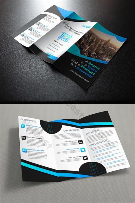 기업 블루 Trifold 브로셔 디자인 템플릿 Ai 무료 다운로드 Pikbest