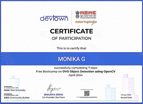 Monika Gopi On Linkedin Devtown Opencv Aws Bootcamp
