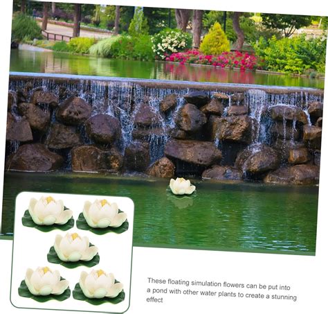 Anneome 5pcs Simulation Lotus Leaf Lotus Loating Water Lily Artificial Floating Lotus Flower