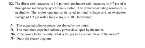 Solved Q The Direct Axis Reactance Is P U And Chegg