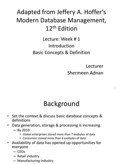Modern Database Management Pdf Databases Data