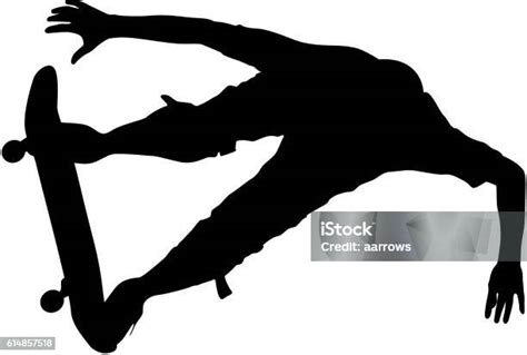 스케이트보더가 점프를 하는 실루엣 벡터 일러스트레이션 남자에 대한 스톡 벡터 아트 및 기타 이미지 남자 레저 추구 모션