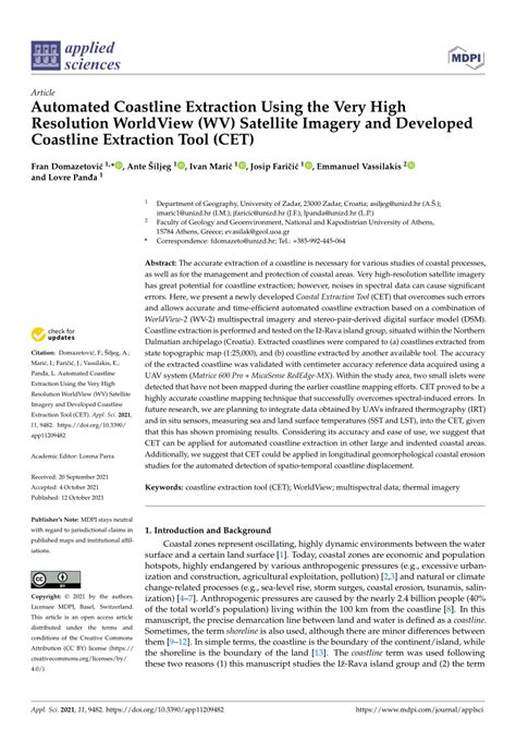 Pdf Automated Coastline Extraction Using The Very High Resolution