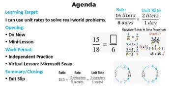 Unit Rate Problem Solving Mini Lesson And Virtual Lesson TpT