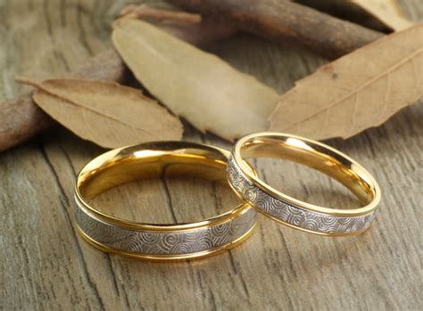 Handmade Gold Wedding Bands Couple Rings Set Titanium Rings Set Ann