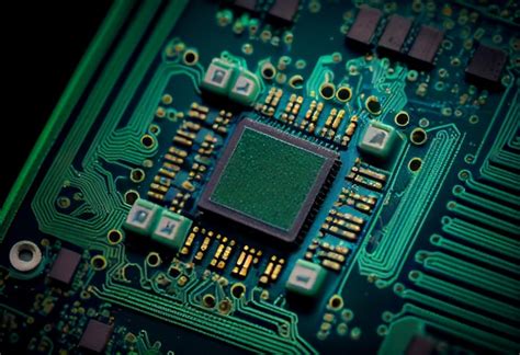 컴퓨터 회로 기판의 칩 반도체 클로즈업generative Ai 프리미엄 사진