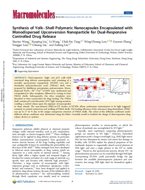 Pdf Synthesis Of Yolk Shell Polymeric Nanocapsules Encapsulated With Monodispersed