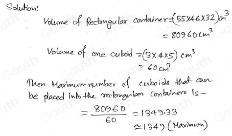 Solved 4 Find The Maximum Number Of Cuboids 3 Cm By 4 Cm By 5 Cm