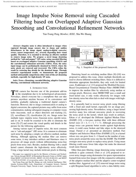 Pdf Image Impulse Noise Removal Using Cascaded Filtering Based On