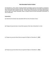 Note Receivable Practice Problem Note Receivable Practice Problem On December Brown