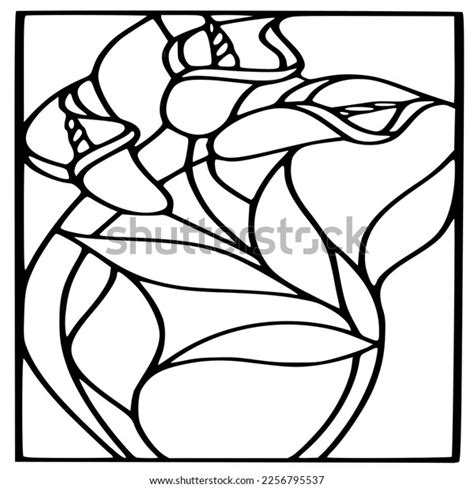Black White Stained Glass Template Stock Vector Royalty Free