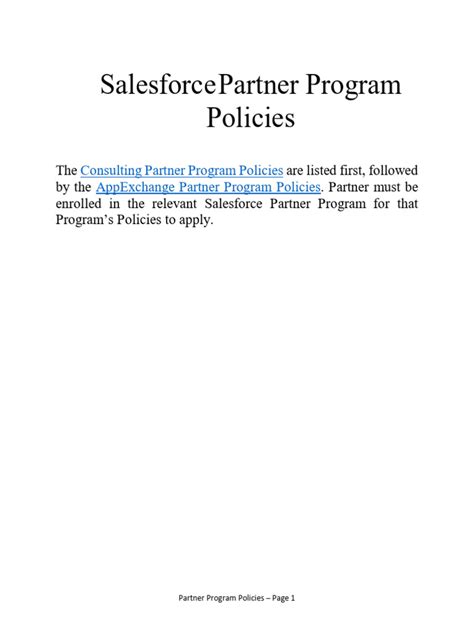 Salesforce Partner Program Policies August 262021 Pdf Revenue