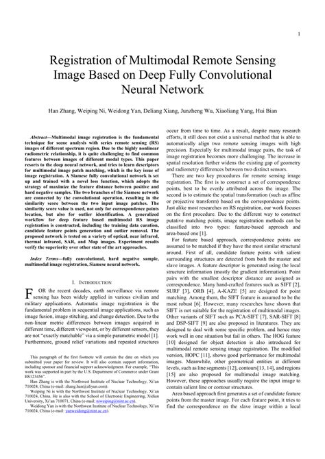 Pdf Registration Of Multimodal Remote Sensing Image Based On Deep Fully Convolutional Neural