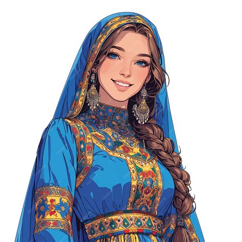 Premium Vector Kazakh Woman In Traditional Kazakh Dress As A Hostess