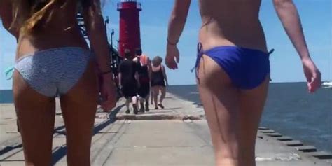 Candid Beach Bikini Butt Ass West Michigan Booty Killer