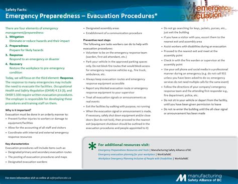 Emergency Preparedness Evacuation Procedures Manufacturing Safety