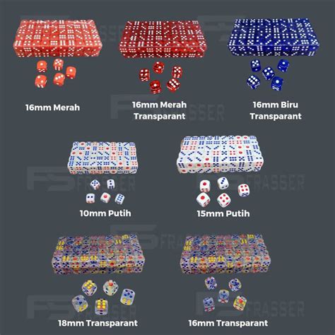 Jual Frasser Dadu Mainan Dadu Monopoli Dadu Ular Tangga Set Isi 100